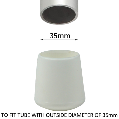 35mm White Plastic Ferrules For Ends Of Tables & Chairs Legs
